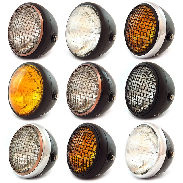 7& CUSTOM SIDE Mount Motorcycle Headlight H4 Halogen - CHOOSE CUSTOM ...