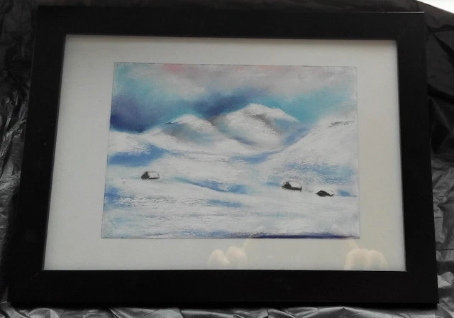 KÜNSTLER BILD ORIGINAL Unikat Winter Landschaft Berge Einzelstück im Rahmen EUR 25,00 - PicClick DE