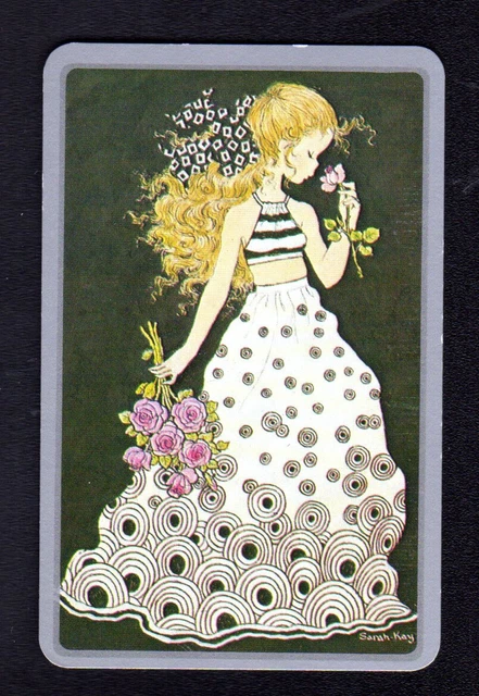 SARAH KAY SWAP/PLAYING Card - Pretty Girl Smelling Flower (Silver ...