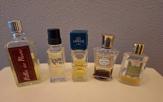 5 ANCIENNES MINIATURES Parfum Via LANVIN, LE GALION, CHERAMY, VALLEE ...