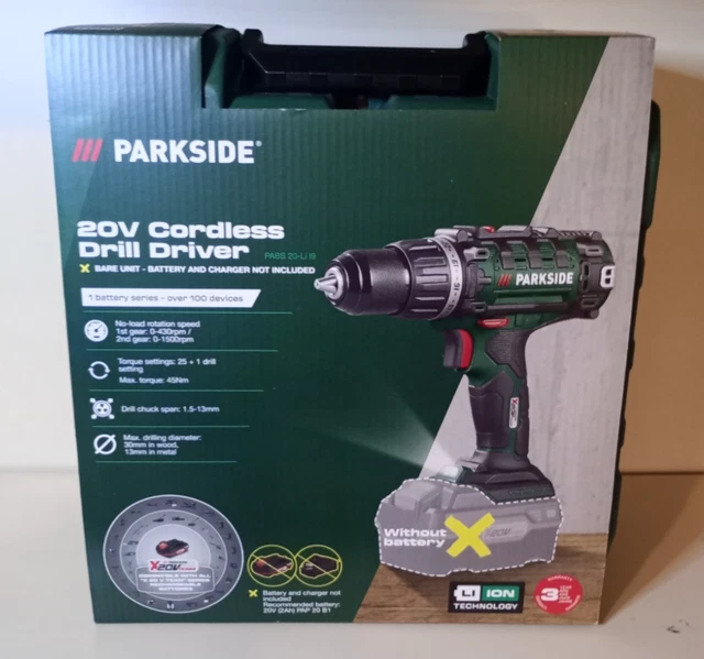 PARKSIDE 20V CORDLESS Drill Driver - Bare Unit - Without Battery ...