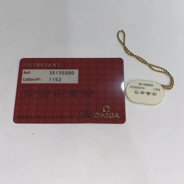 VINTAGE RARE OMEGA Speedmaster Cal 1152 Wristwatch Pictograms Card ...