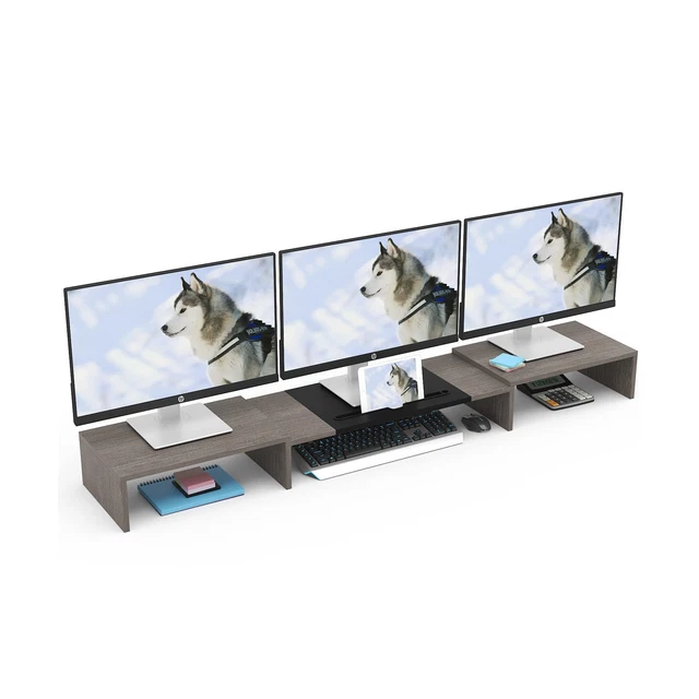 WESTREE TRIPLE DUAL Monitor Stand Riser, 56" Extra Long Monitor Stand ...