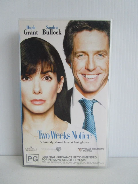 TWO WEEKS NOTICE, Hugh Grant, Sandra Bullock, VHS Tape Video, Movie PG ...