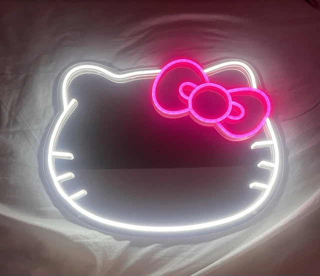 HELLO KITTY LED Neon Light White Mirror USB Powered, Dimmable Wall ...