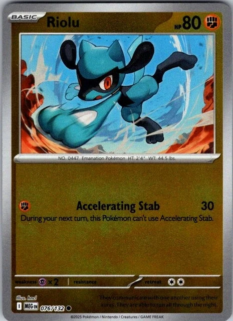 POKEMON | ME01: Mega Evolution | Riolu | 076/132 | Reverse Holo | NM £2 ...