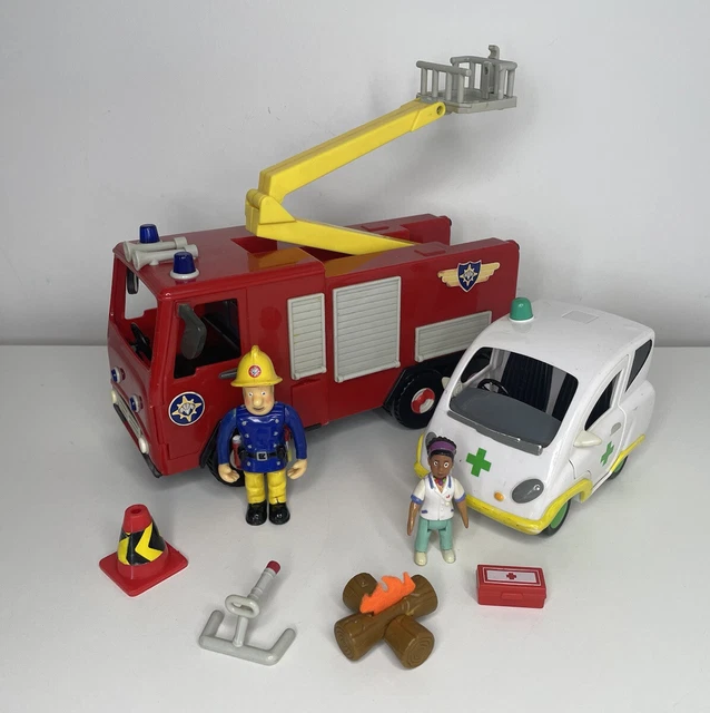 FIREMAN SAM TOY Fire Truck and ambulance nurse bundle playset £15.90 ...