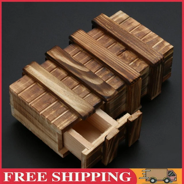 WOODEN BRAIN TEASER Box Party Props with 3 Drawers for Holiday ...