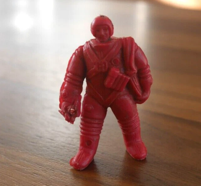 VINTAGE CRESCENT TOYS Spaceman Figure Rare 1960's Red Plastic Astronaut ...