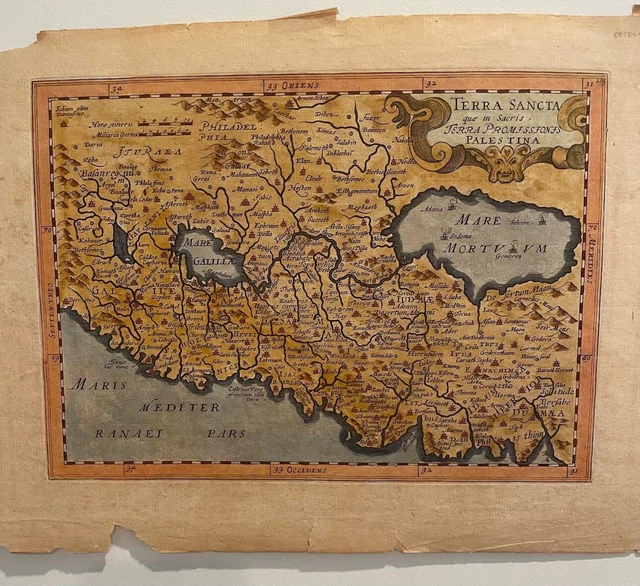 ORTELIUS 1582 MAP of the Holy Land. Original. £121.79 - PicClick UK