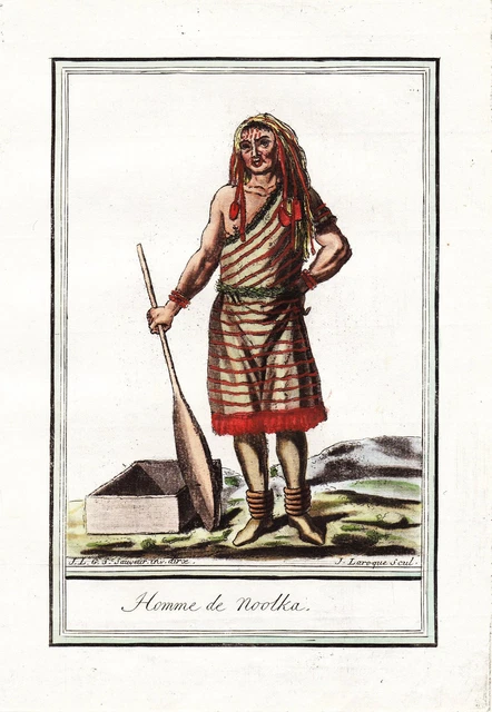 COSTUMI NOOTKA INDIANS Nuu-Cha-Nulth Nord America Incisione 1780 EUR 30 ...