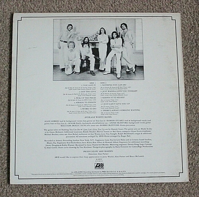 AVERAGE WHITE BAND Awb 1974 Uk Lp Atlantic K50058 +Inner EUR 18,74 ...