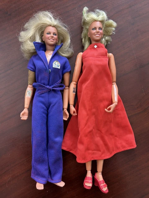 VINTAGE KENNER 1970S Bionic Woman Dolls X 2 Purple Jump Suit & Red ...