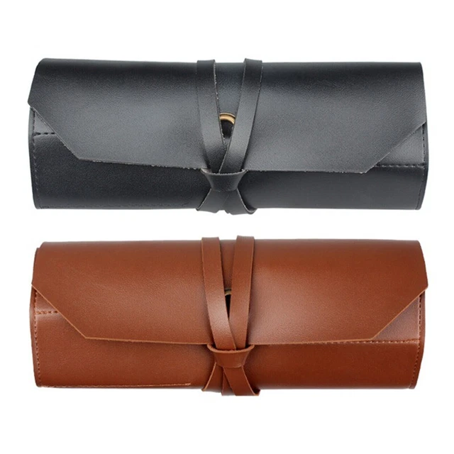MULTI-PURPOSE LEATHER ROLL Storage Pouch Organizer Tool Roll-up Bag for ...