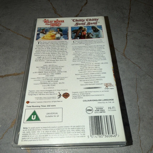 VHS WILLY WONKA and the Chocolate Factory/Chitty Chitty Bang Bang Cert ...