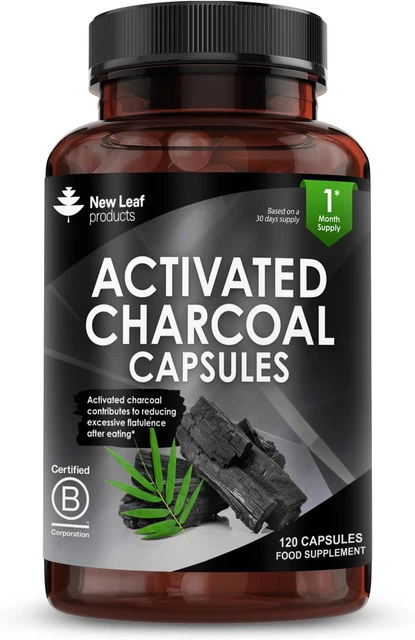 ACTIVATED CHARCOAL CAPSULES - 120 High Strength Activated Charcoal ...