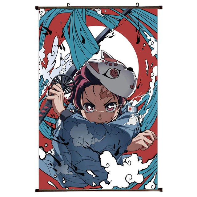 NEW TANJIRO KAMADO Mask DEMON SLAYER 23x35 inch Wall Scroll Kimetsu no ...