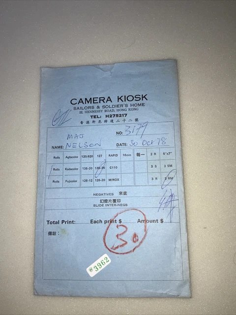 VINTAGE FILM PROCESSING Envelope Camera Kiosk Sailors & Soldier’s Home ...