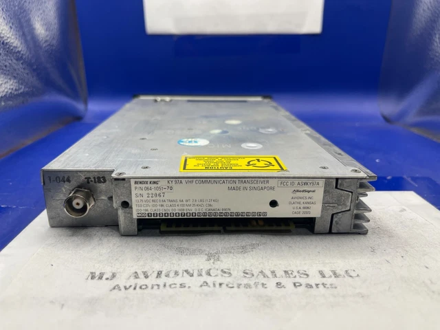 BENDIX/KING KY 97A 14 Vdc P/N 064-1051-70 With Fresh Faa Form 8130-3 ...