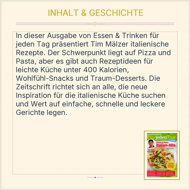 ESSEN & TRINKEN für jeden Tag Tim Mälzer Nr. 3 2013 Italien Pizza Pasta ...