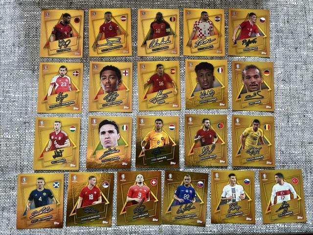 TOPPS EURO 2024 Stickers - Complete Set of 21 Gold Signature Stickers ...