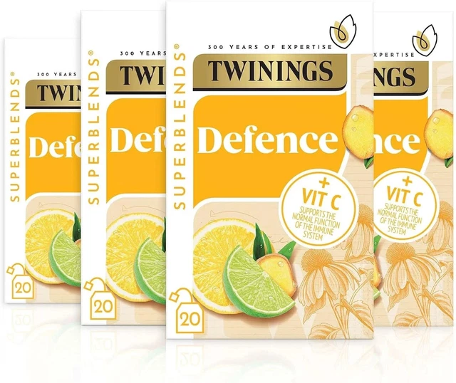 TWININGS SUPERBLENDS DEFENCE Tea - Citrus & Ginger Green Tea Herbal ...