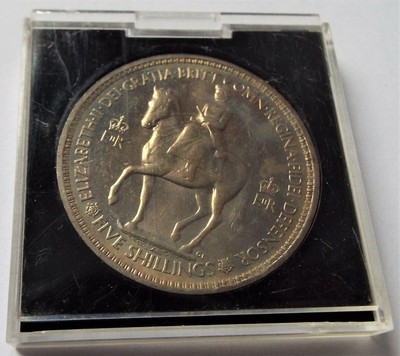 1953 QUEEN ELIZABETH II CORONATION CROWN Commemorative 5 Shillings Coin ...