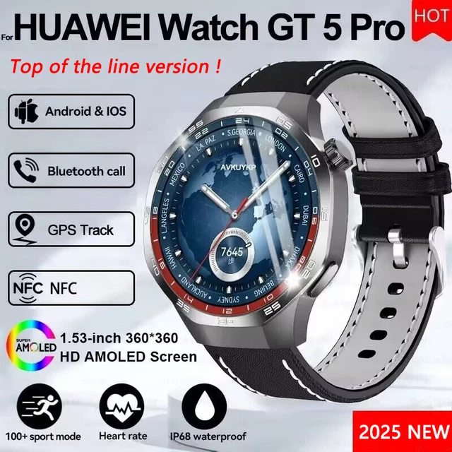 SMARTWATCH FOR HUAWEI GT5 Pro GPS Militare AMOLED Sch Sport Fitness ...