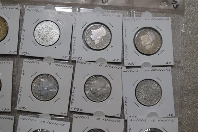 🧭 🇦🇹 AUSTRIA 10 Schilling + 20 Schilling Collection - 20 Coins B77 #13 ...