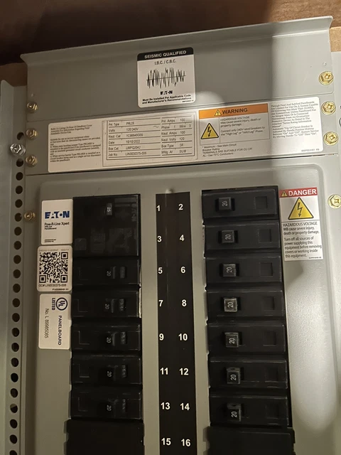 EATON PRL1A POW-R-LINE Panelboard Interior 100A 208Y/120V 3PH 3W 42 ...