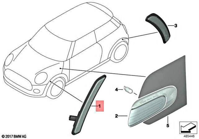 GENUINE MINI COOPER Jcw F55 F56 F57 SIDE MARKER LIGHT FRONT LEFT ...