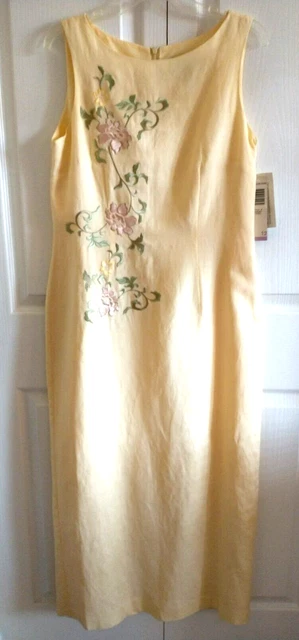 ROBE FOURREAU BRODÉE doublée en lin mélangé Jessica Howard - Taille 12 ...