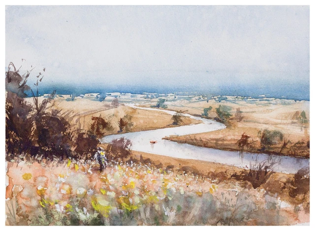 321 SAALETAL ORIGINAL Aquarell Gemälde Malerei impressionistisch Landschaft EUR 300,00 - PicClick DE