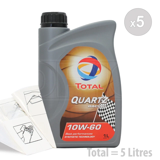 CAR ENGINE OIL Service Kit / Pack 5 LITRES Total Quartz Racing 10w-60 ...