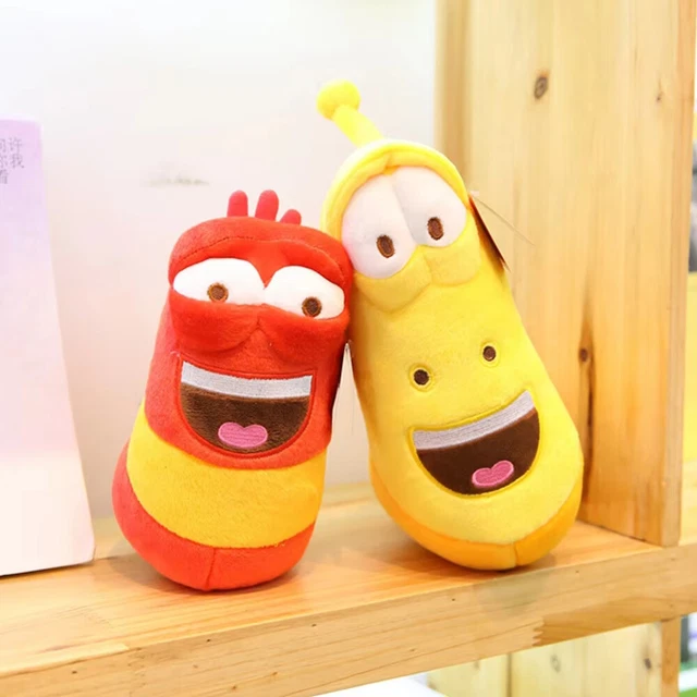 CARTOON LARVA TOYS Worm Yellow & Red Insect Plush Toy Soft Stuffed ...