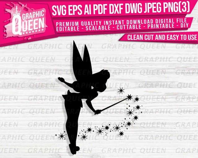 TINKERBELL DIGITAL LOGO SVG Magic Cinderella Disney vector file Cricut ...
