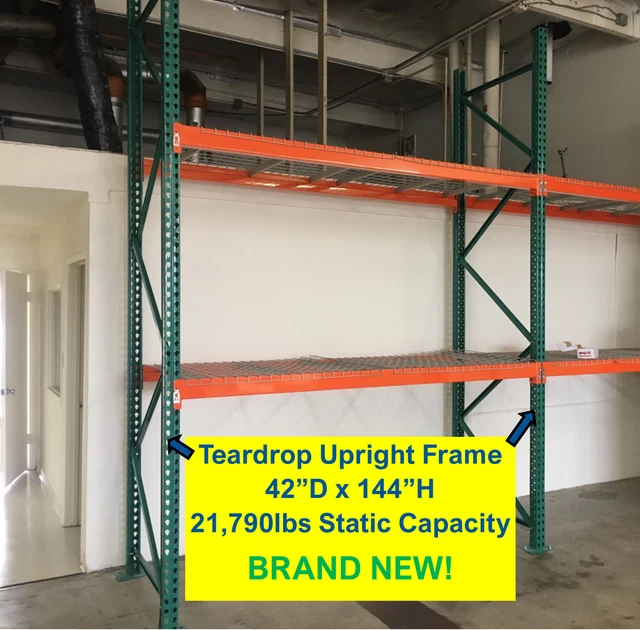 NEW 42&D X 144"H Teardrop Upright Frame Pallet Rack Vertical Racking ...
