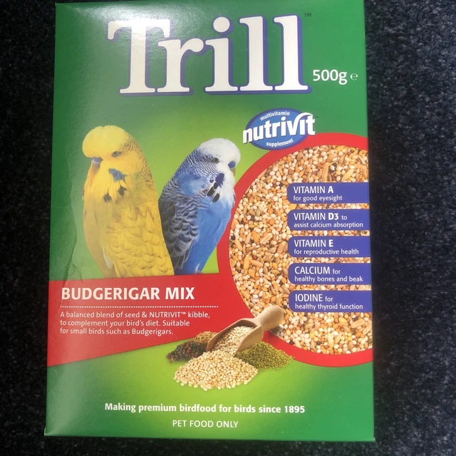 12 X TRILL Nutrivit Complete Budgerigar Mix Seed - 500g, Free Post £50.00 - PicClick UK