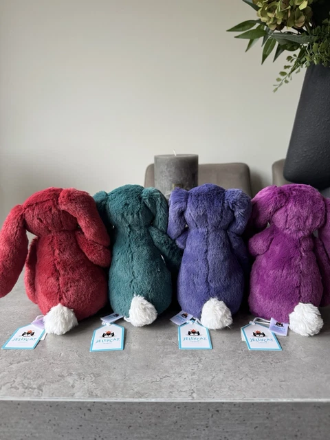 4 JELLYCAT LITTLE Bashful Bunnies BNWT Allium, Teal, Redcurrant & Saffyre £99.00 - PicClick UK