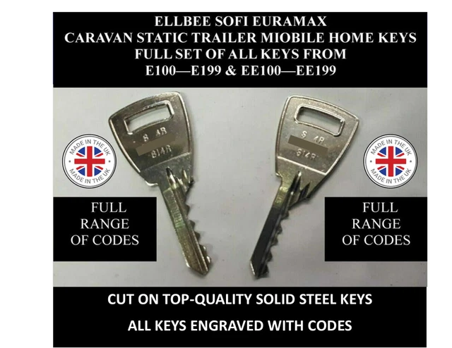 COMPLETE SET OF Ellbee, Euramax, Sofi Caravan Static EE100 - EE199 keys ...