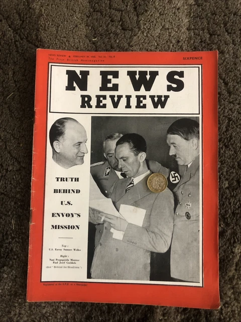 NEWS REVIEW MAGAZINE February 29 1940 Hitler Goebbels WWII WW2 40 £20. ...