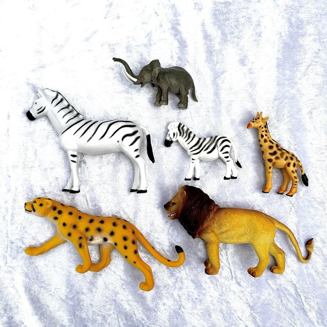 BUNDLE OF ZOO Animals x 6 Lion Zebra Giraffe Elephant Cheetah Plastic ...