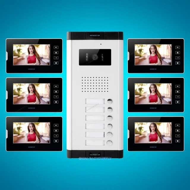 7& APPARTEMENT INTERPHONE Maison Vidéo&Audio+6pcs Moniteurs pour Maison ...