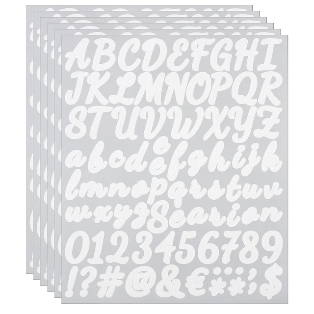 ALPHABET LETTERS NUMBERS Stickers, 6 Sheets Self Adhesive Cursive Decal ...