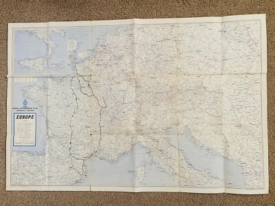VINTAGE ‘R.A.C’ 1963 Edition Colour Map of Europe Produced by ...