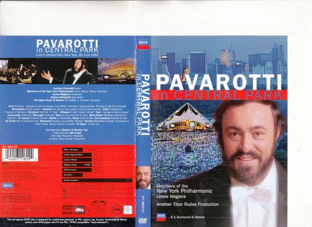 PAVAROTTI IN CENTRAL Park-1994-Luciano Pavarotti-Opera Singer LP-DVD ...