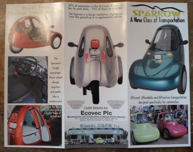 CORBIN SPARROW MICROCAR Orig 2000 2001 Kleinformat Verkaufsbroschüre ...