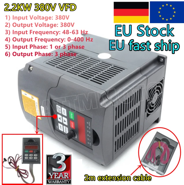 VARIABLE FREQUENCY DRIVE Vector Inverter 3 Phase VFD Converter 2.2KW 380V 5A £99.24 - PicClick UK