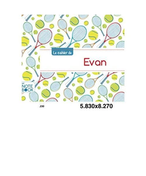 LE CAHIER DE Evan: Le cahier d'Evan - Blanc, 96p, A5 - Tennis ...