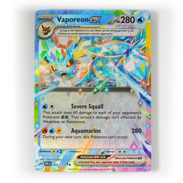 POKEMON - VAPOREON ex - 023/131 - SV Prismatic Evolutions - Half Art £6 ...